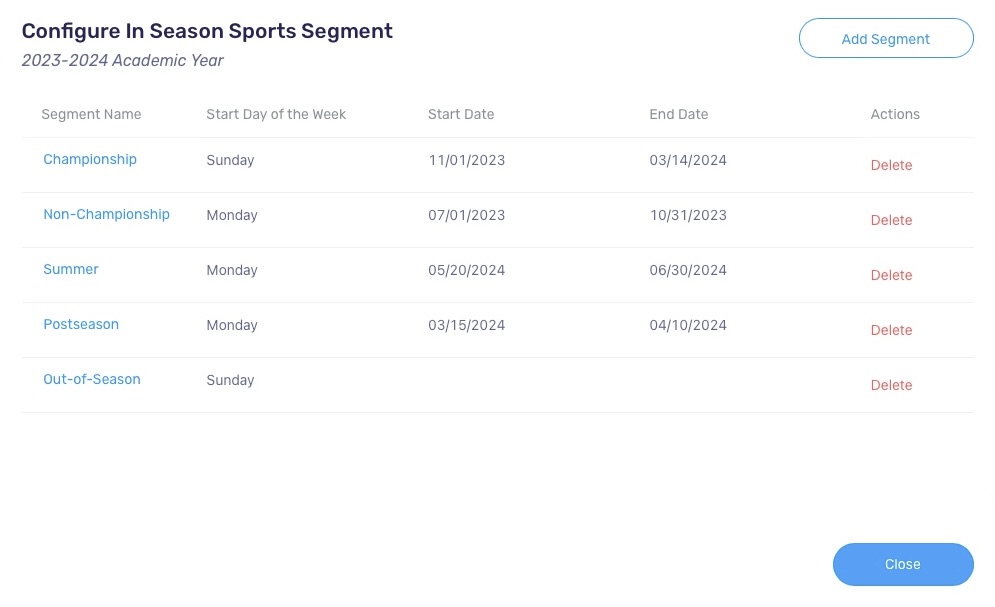 Configuring In-Season Sports Segment – Spry
