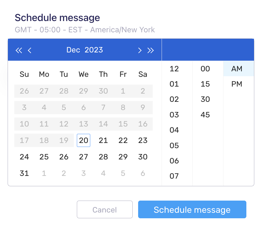 Schedule messages – Spry