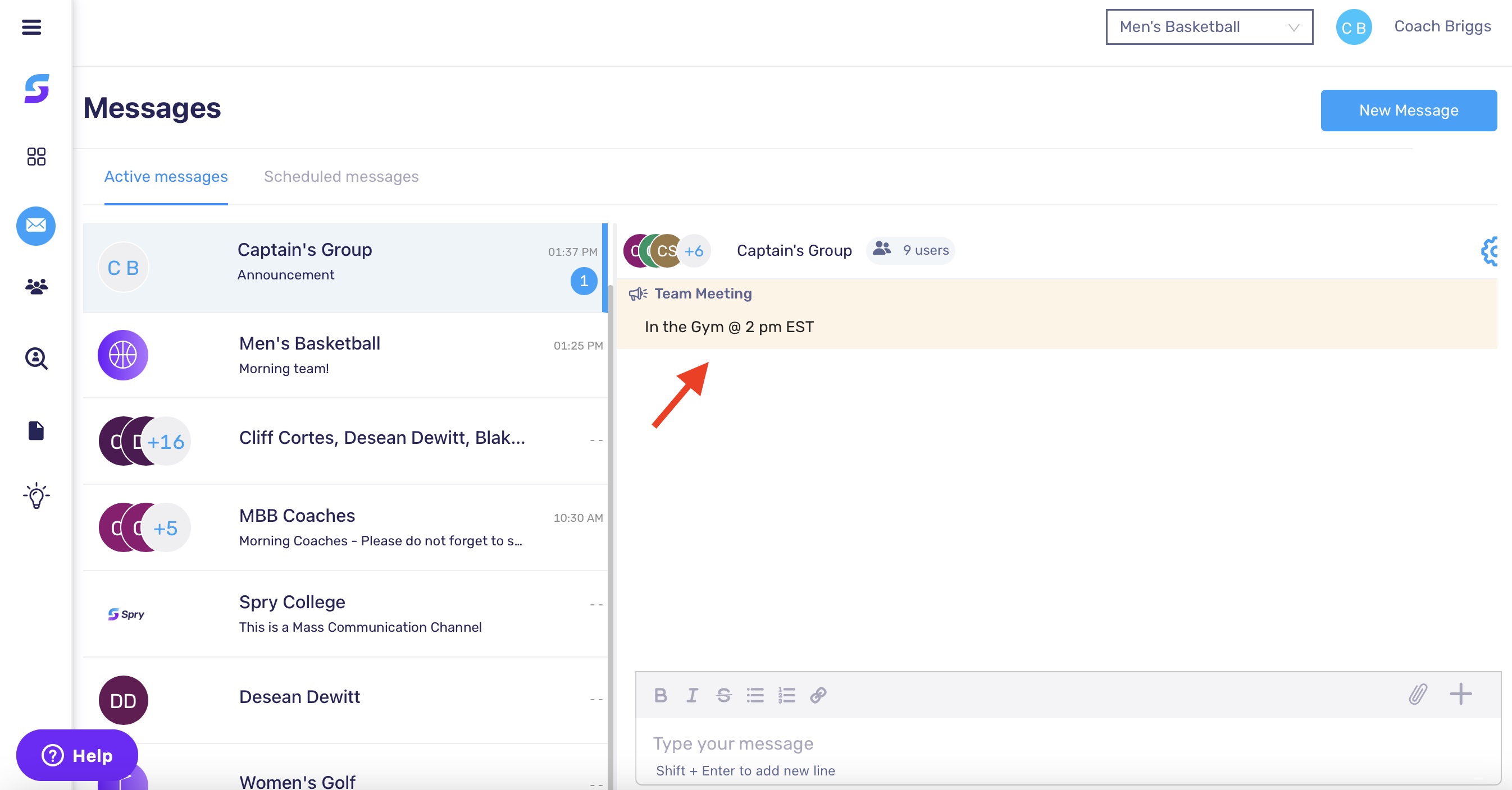 Sending an announcement (banner) – Spry