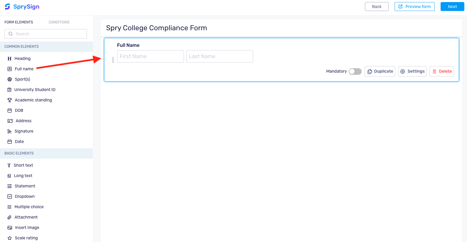Create a form – Spry