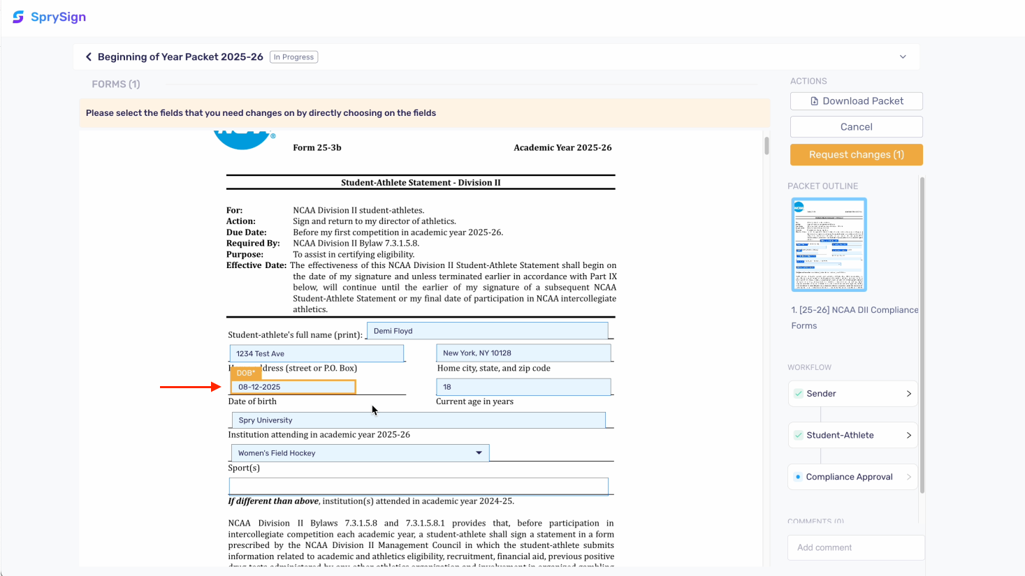 Request a Change to a Submitted Form – Spry