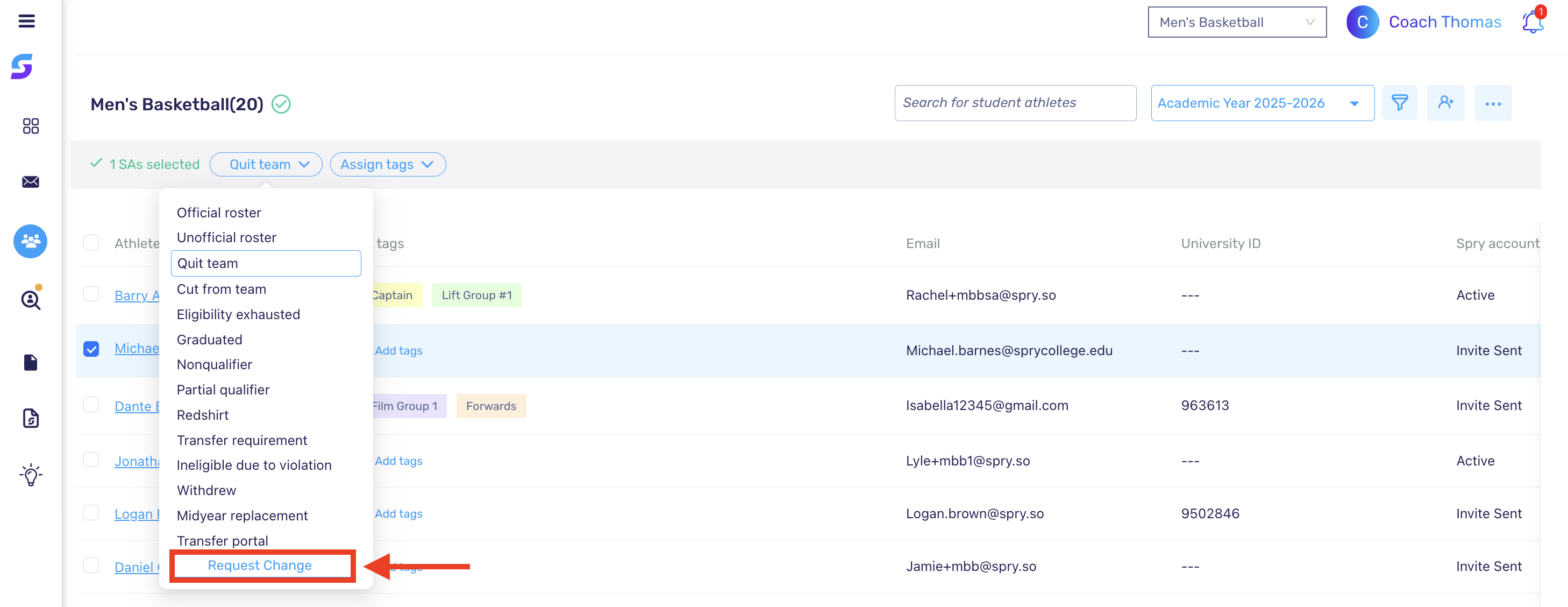 Remove a SA from your roster – Spry